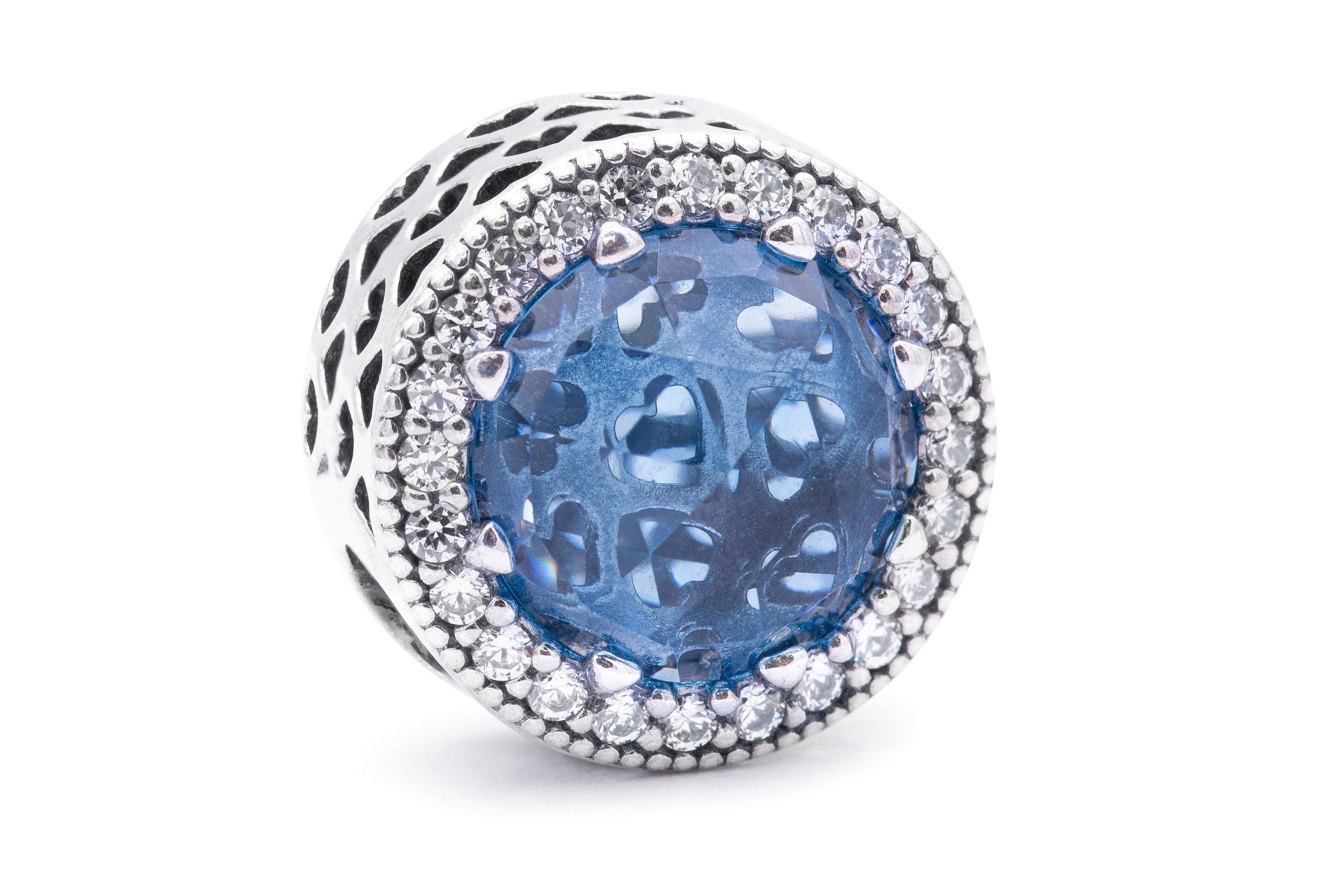 PANDORA Radiant Hearts Charm - Sky-Blue Crystal & Clear CZ - 791725NBS ...