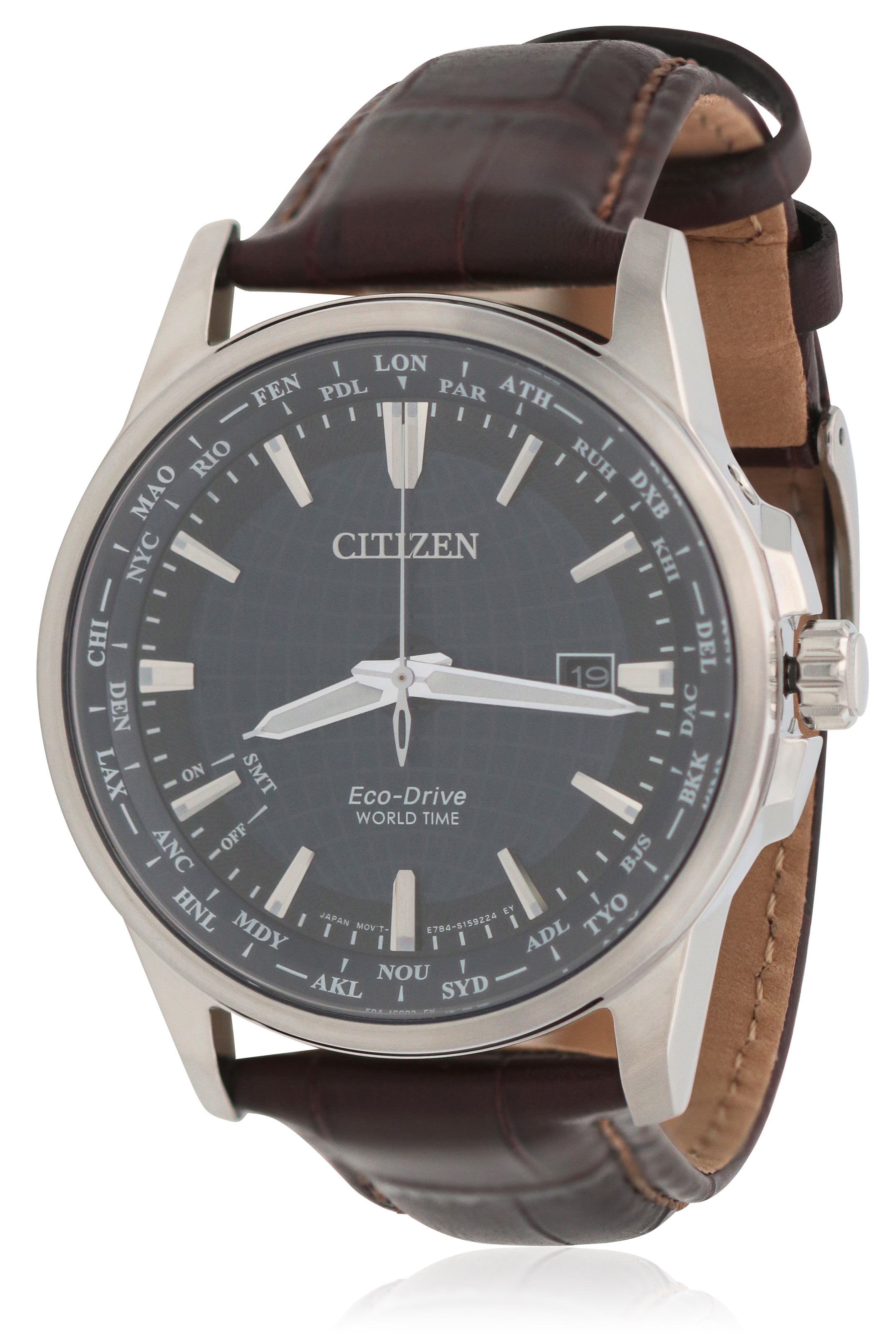 Citizen Eco-Drive World Time Leather Mens Watch